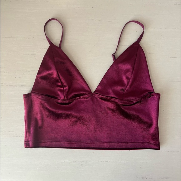 Garage | Tops | Garage Velvet Red Plunge Cropped Spaghetti Strap ...